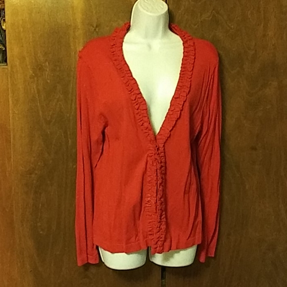 Avalin | Sweaters | Nwot Avalin Red Ruffled Cardigan Large | Poshmark